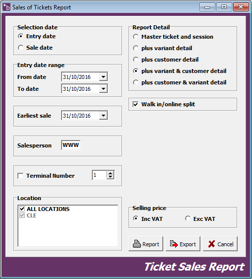 Ticket Sales Report – MERLIN SUPPORT
